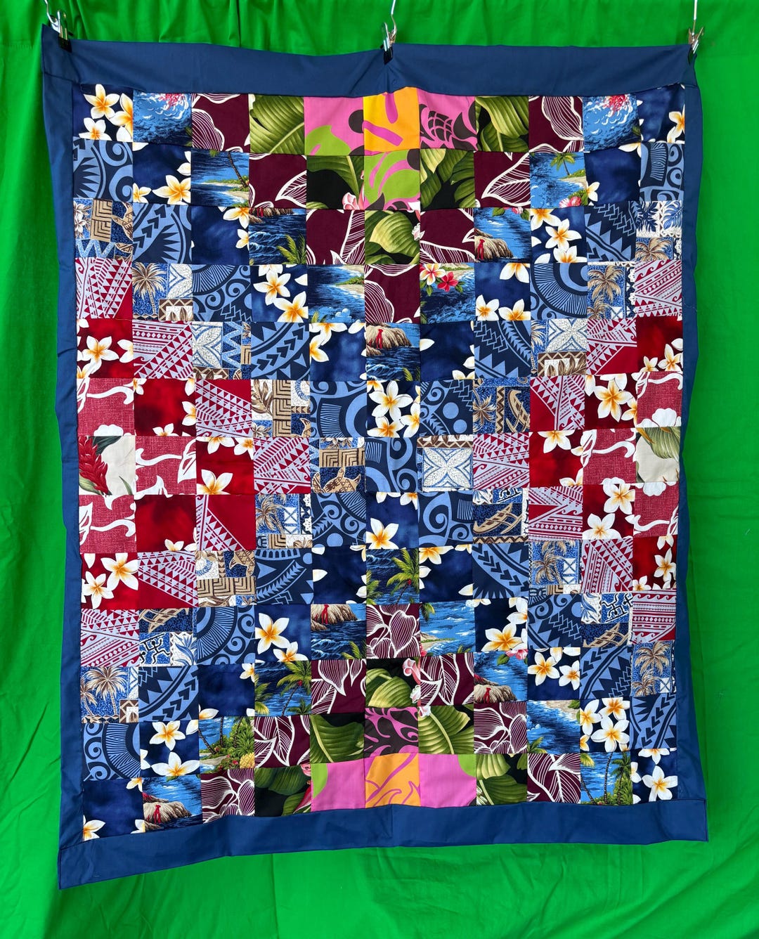 Hawaiian Print Patchwork Quilt | Lap Blanket | Baby Blanket | Criss ...