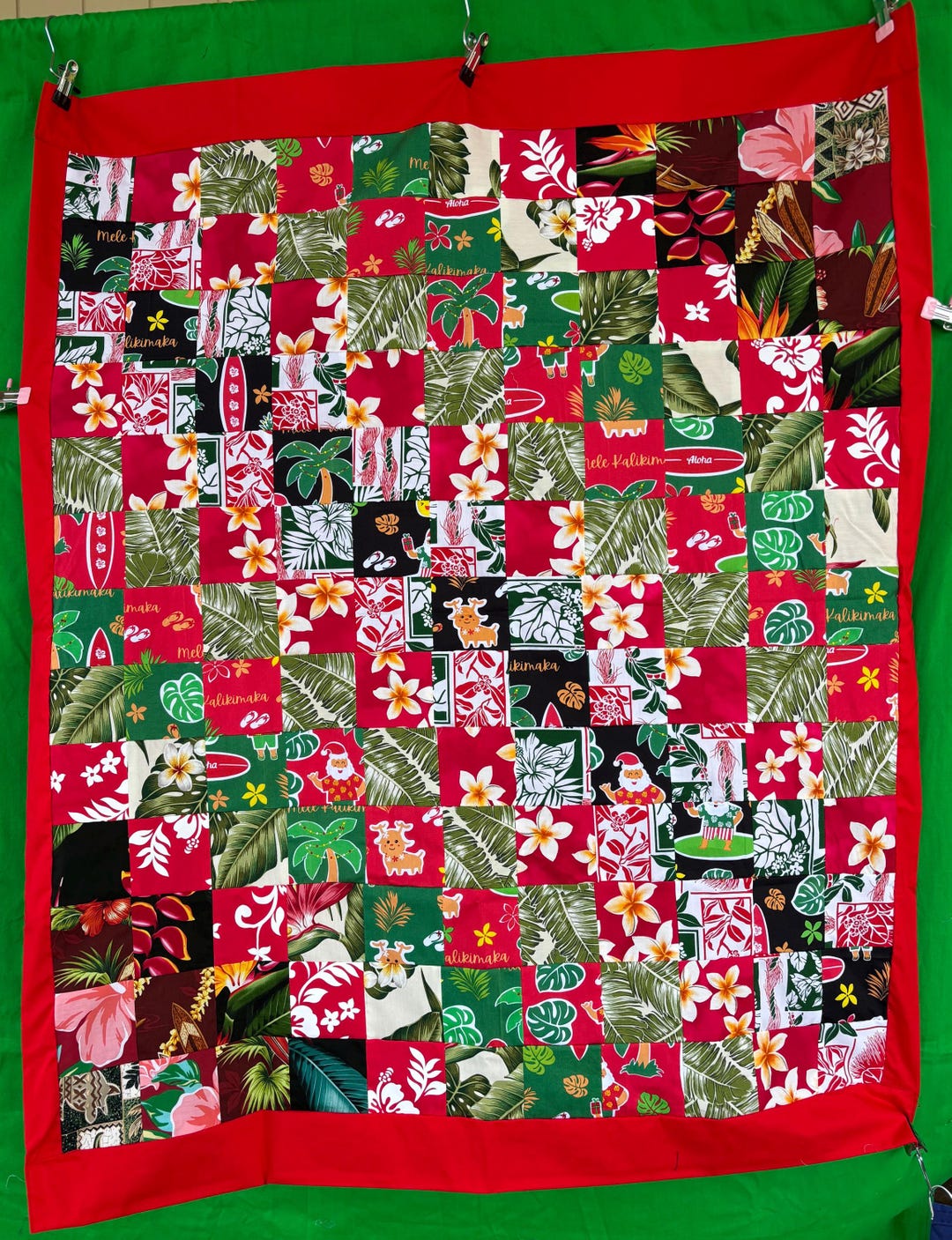 Hawaiian Print Patchwork Quilt | Lap Blanket | Baby Blanket | Christmas ...