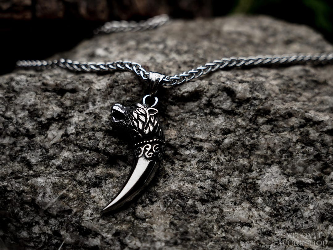 Norse Wolf Tooth Necklace, Viking Fang Amulet, Nordic Talisman Gift ...
