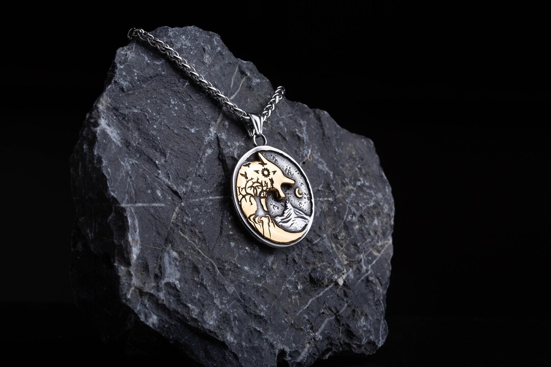 Fenrir With Moon Necklace, Celtic Necklace, Handmade Viking Jewelry ...