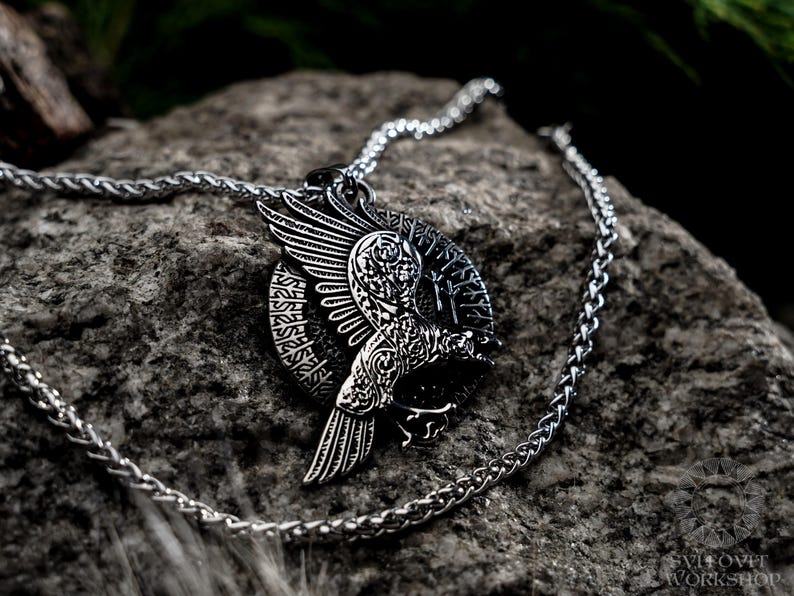 Odin's Raven Amulet, Nordic Raven Necklace, Raven Symbol, Raven Pendant ...