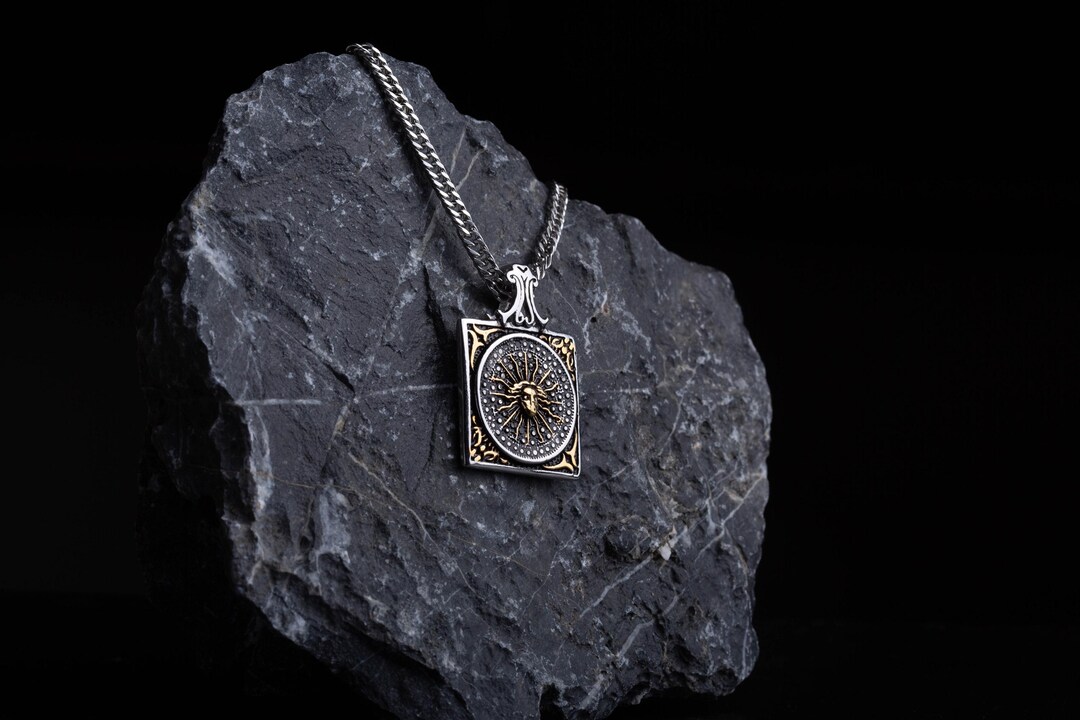 Sun God Pendant Necklace, Apollo Inspired Amulet, Renaissance Style ...