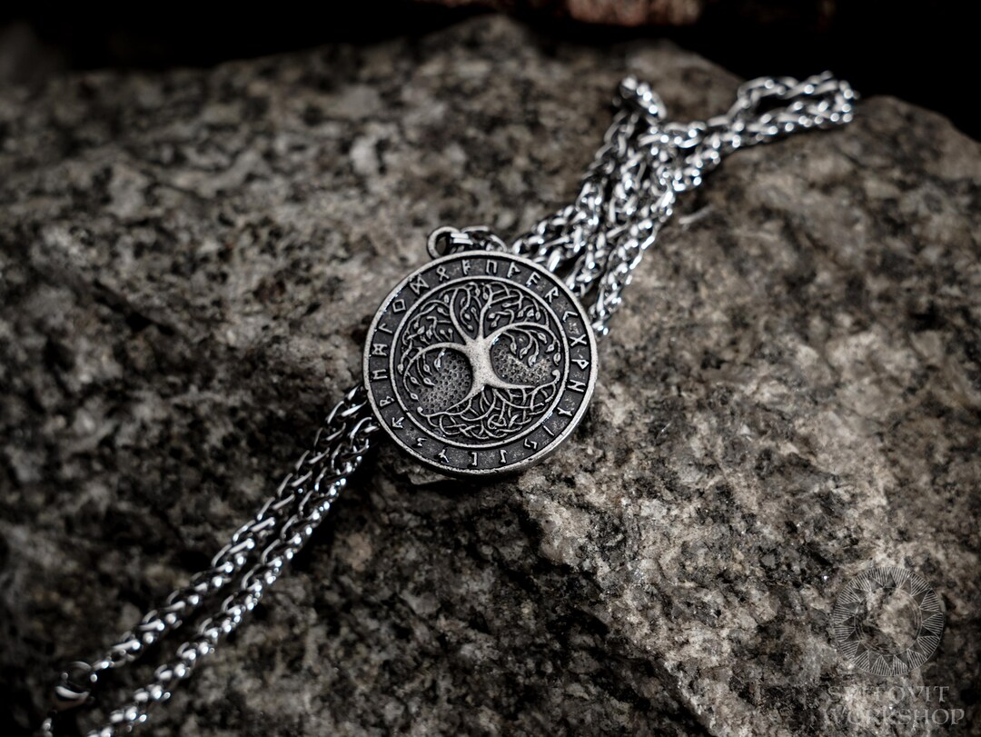 Runic Yggdrasil Necklace, Norse Tree of Life Pendant, Viking Rune ...