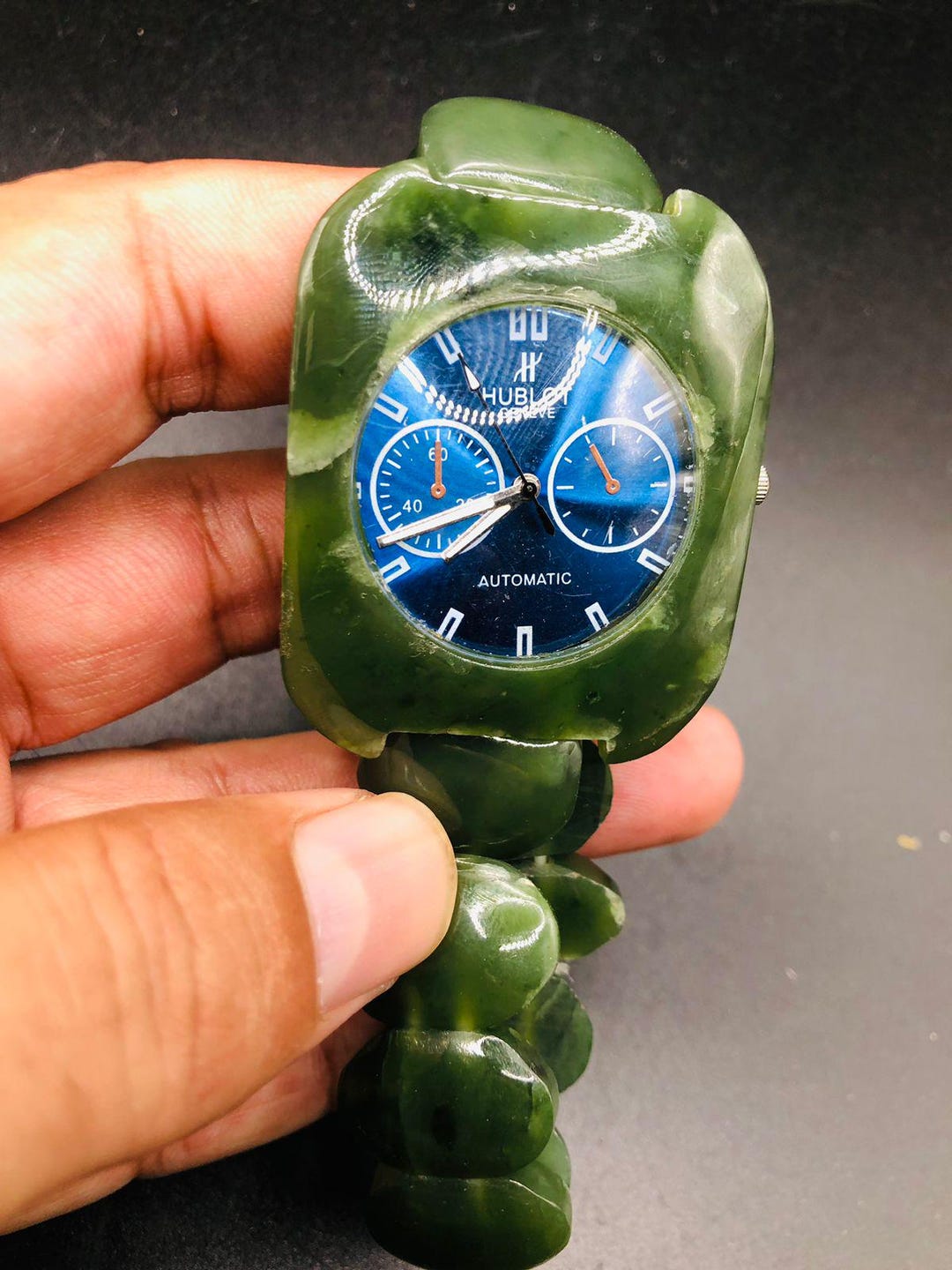 Handmade Nephrite Jade Watch: Polished Green Stone Timepiece - Etsy