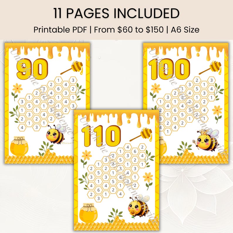 Bee Savings Challenge Bundle | Money Tracker | Printable Challenge ...