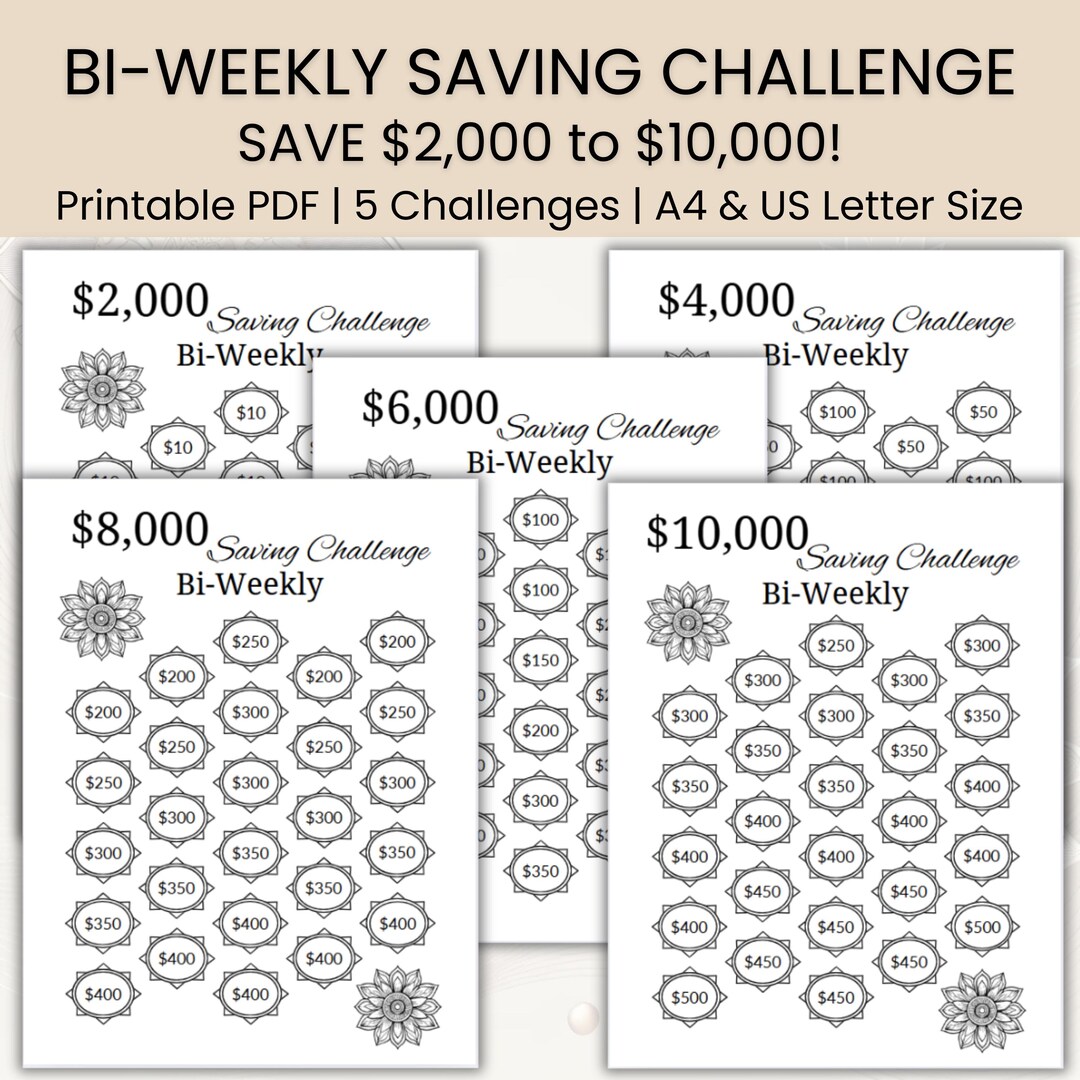 Bi-weekly Savings Challenge | Printable Money Tracker | Budget Planner ...