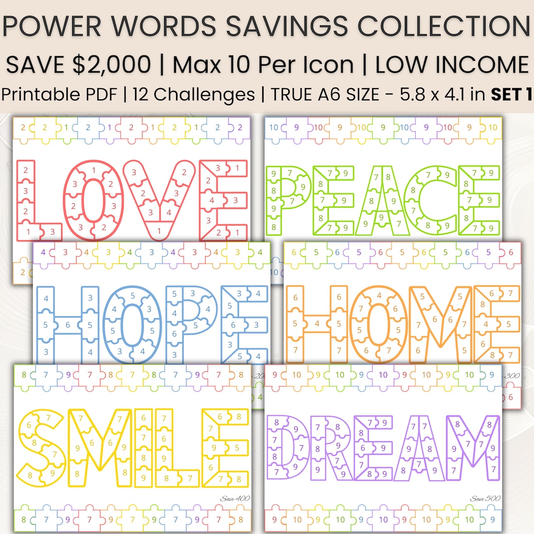 Words Savings Challenge Bundle | Money Tracker | Puzzle | Printable A6 ...