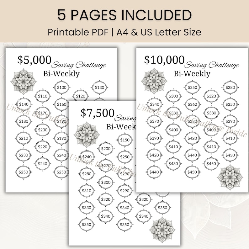 Biweekly Savings Challenge | Printable Money Tracker | Budget Planner ...