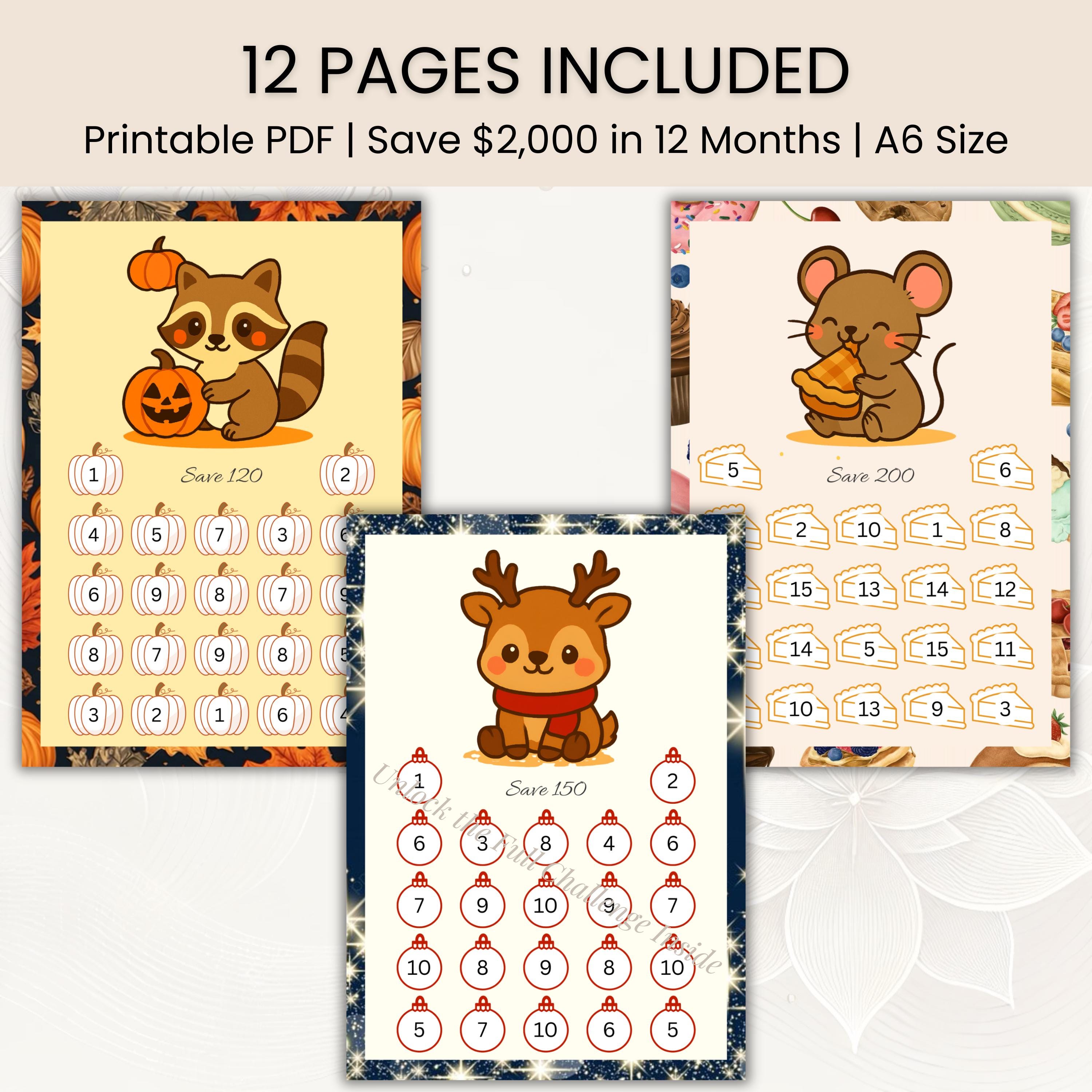Kawaii Savings Challenge Bundle | Printable Savings | Cute Animals ...