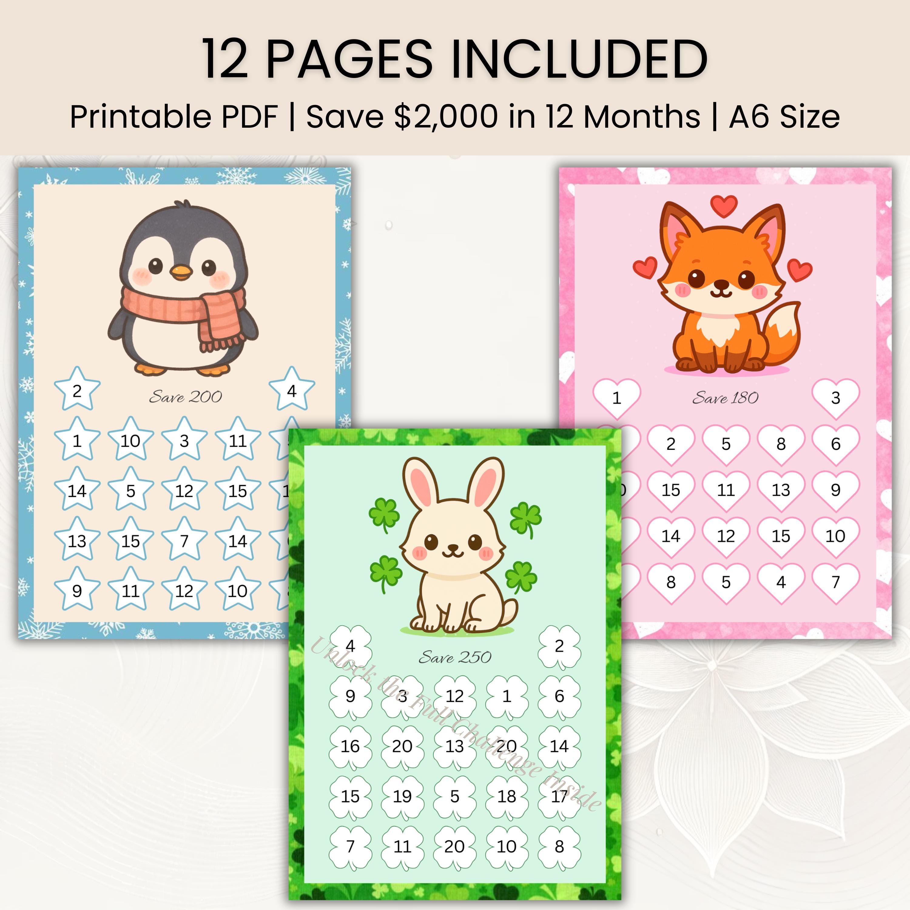 Kawaii Savings Challenge Bundle | Printable Savings | Cute Animals ...