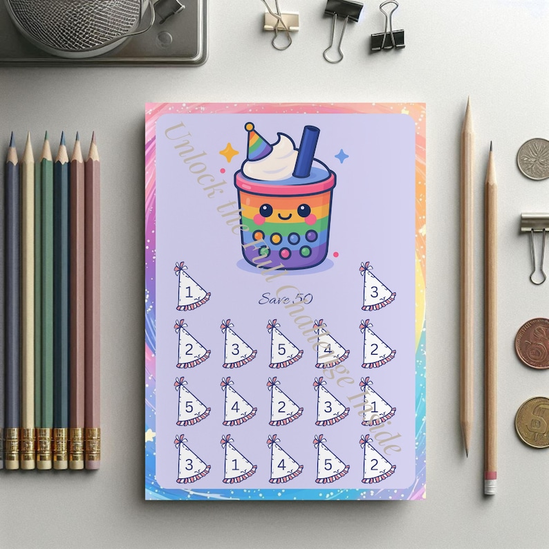 Kawaii Boba Savings Challenge | Cute Bubble Tea | Savings Printable ...