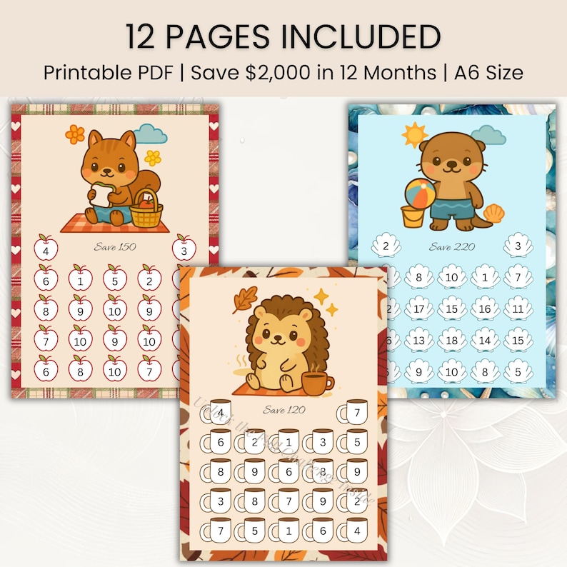 Kawaii Savings Challenge Bundle | Printable Savings | Cute Animals ...