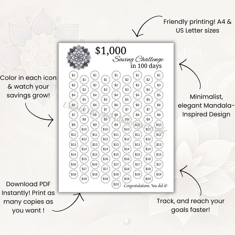 Savings Challenge | Printable Money Tracker | Budget Planner | Save ...