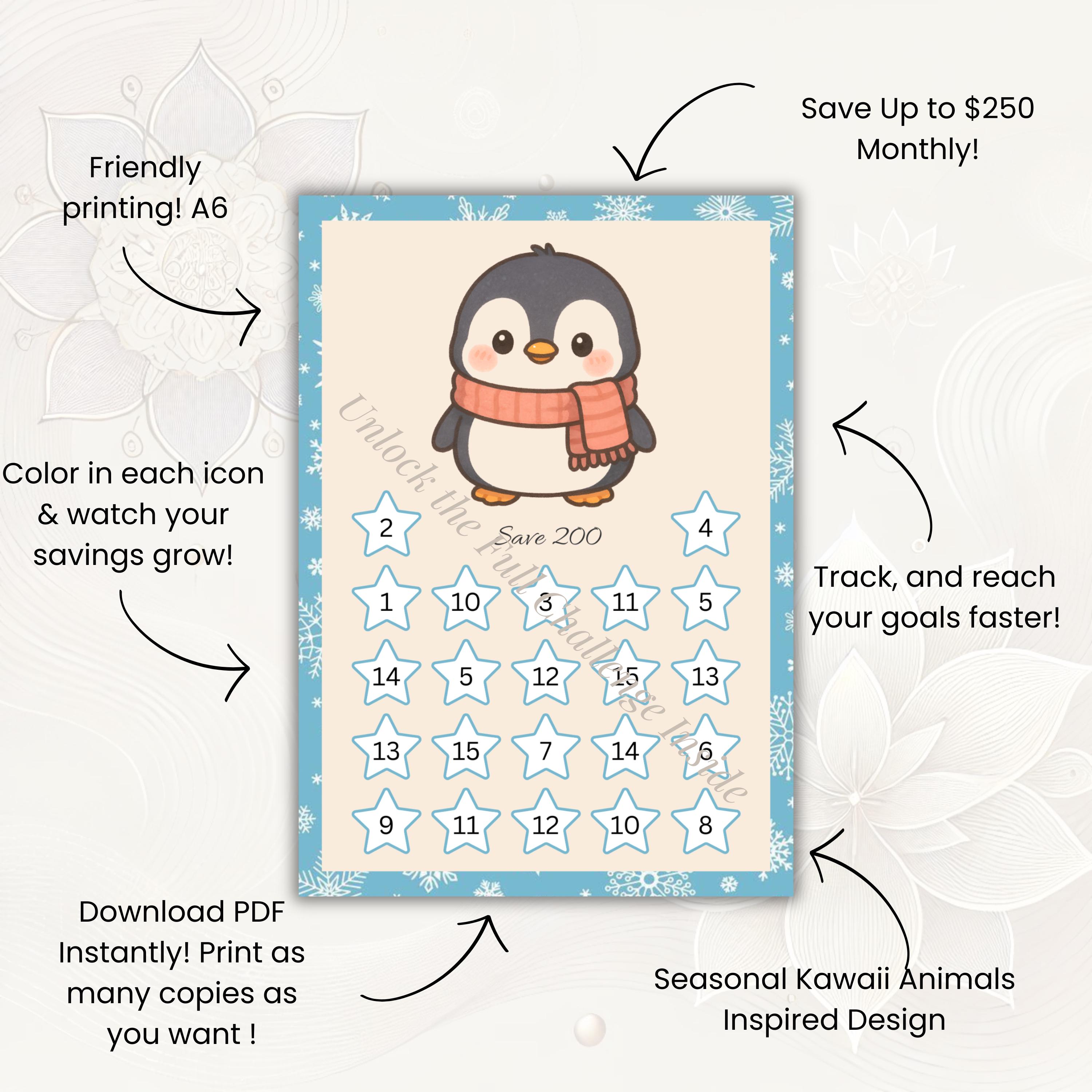 Kawaii Savings Challenge Bundle | Printable Savings | Cute Animals ...