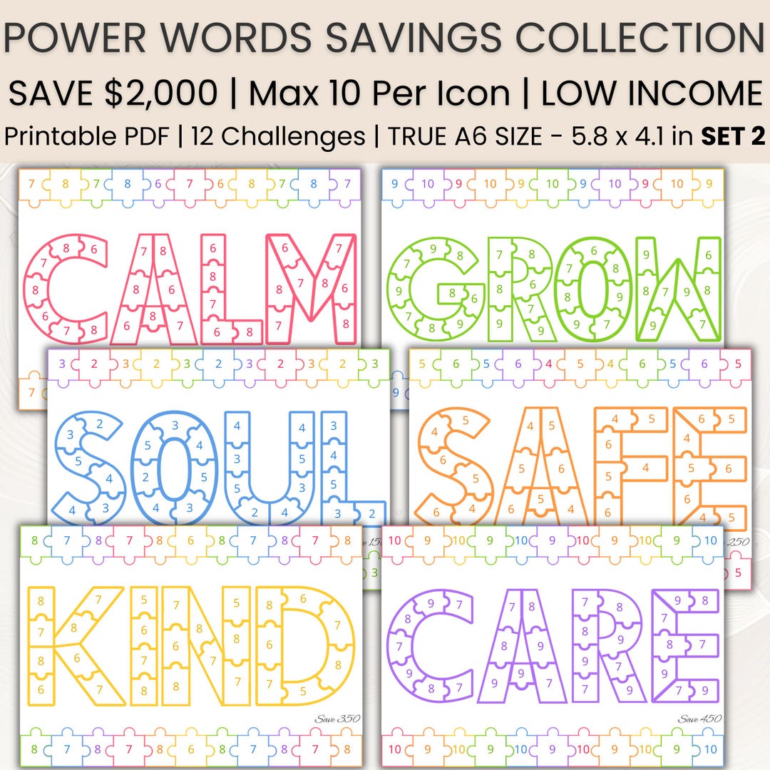 Words Savings Challenge Bundle | Money Tracker | Puzzle | Printable A6 ...