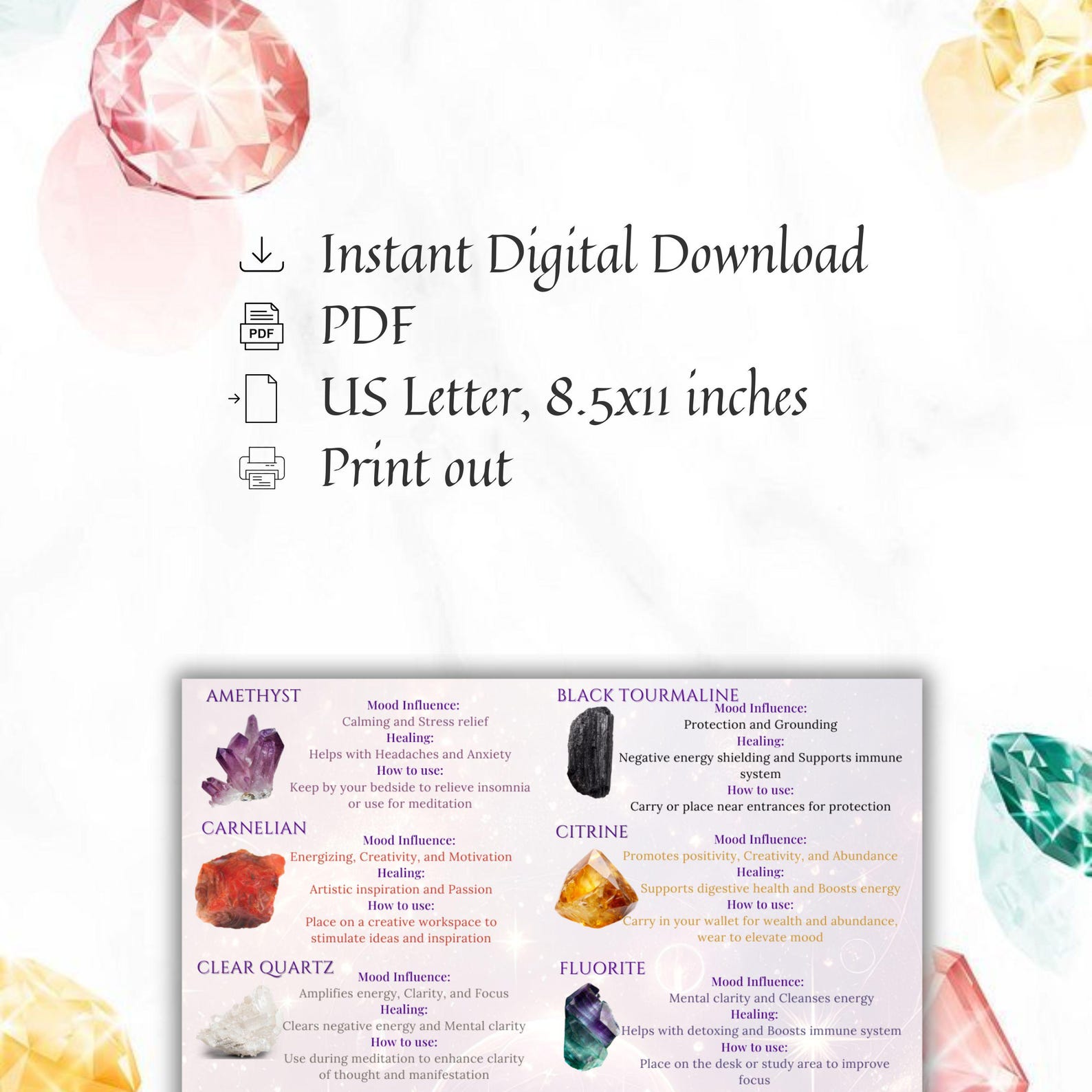 Healing Crystals Cheat Sheet | 14 Essential Gemstones and Their Powers ...