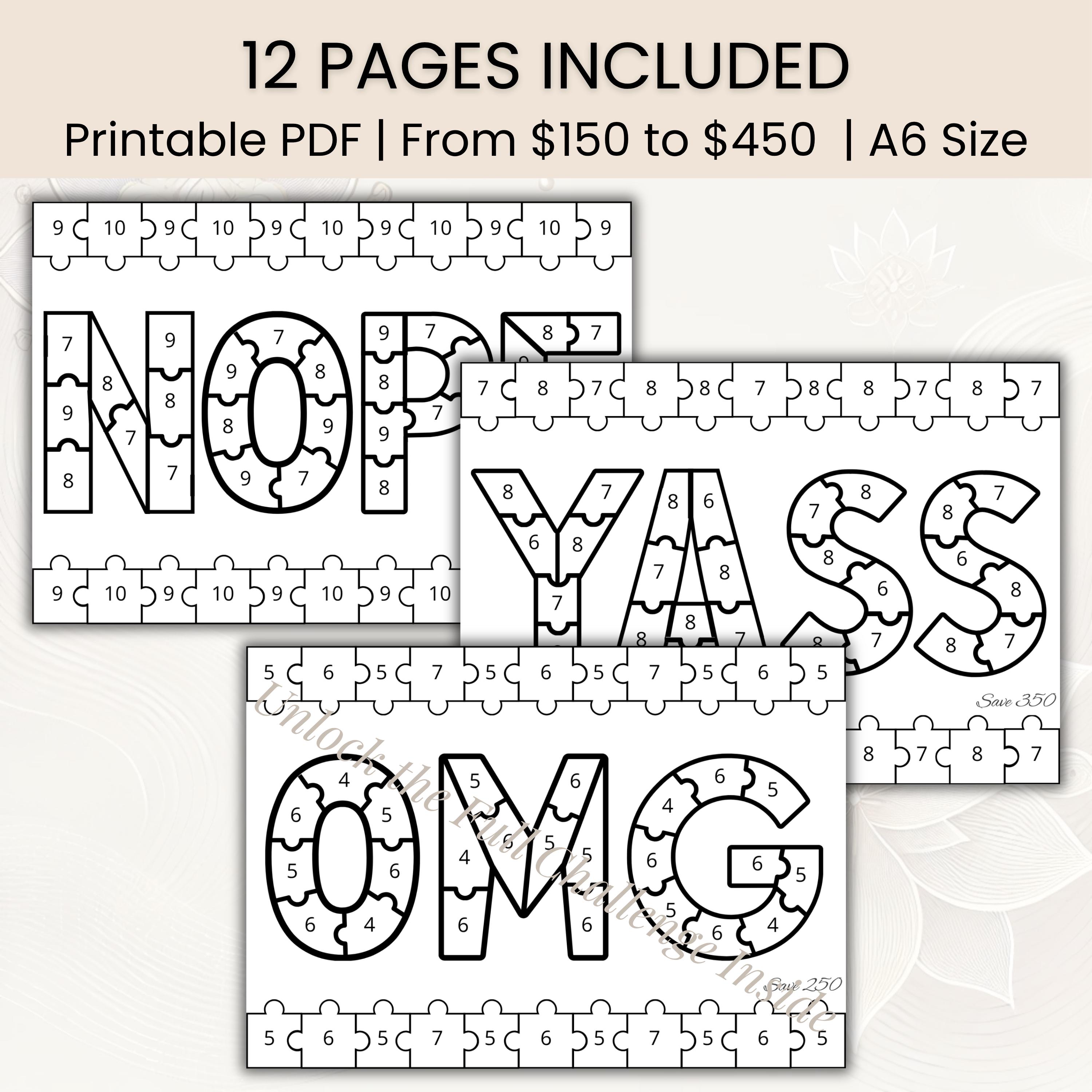 Words Savings Challenge Bundle | Money Tracker | Cheeky Words Puzzle ...