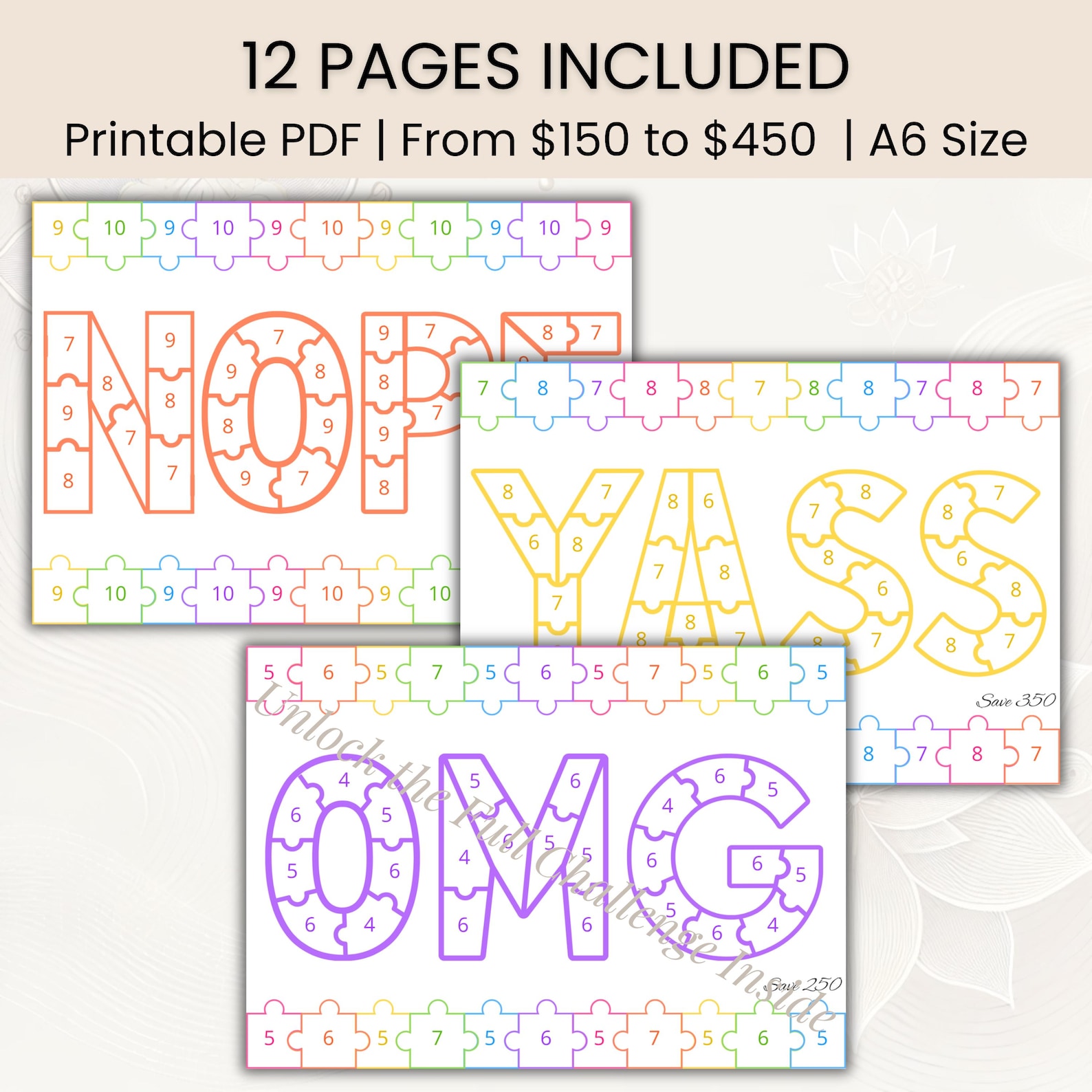 Words Savings Challenge Bundle | Money Tracker | Cheeky Words Puzzle ...