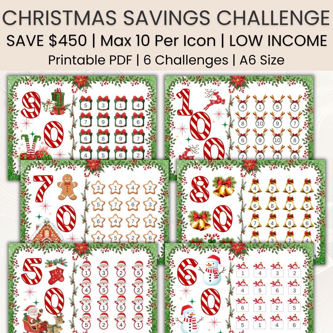 Christmas Savings Challenge | Money Tracker | Printable Challenge ...