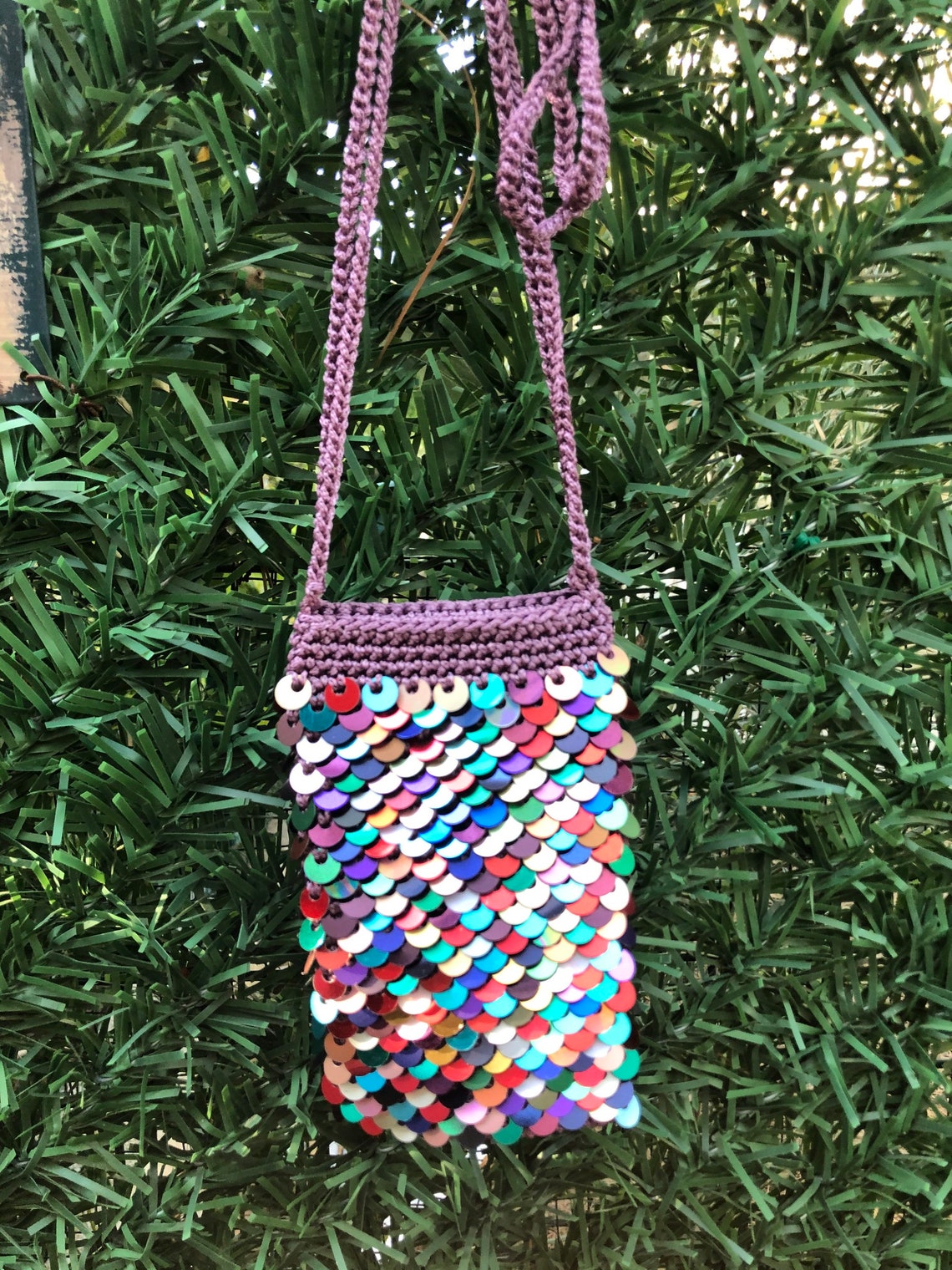 Phone Case Cross Body Bag Phone Case With Sequins Crochet - Etsy