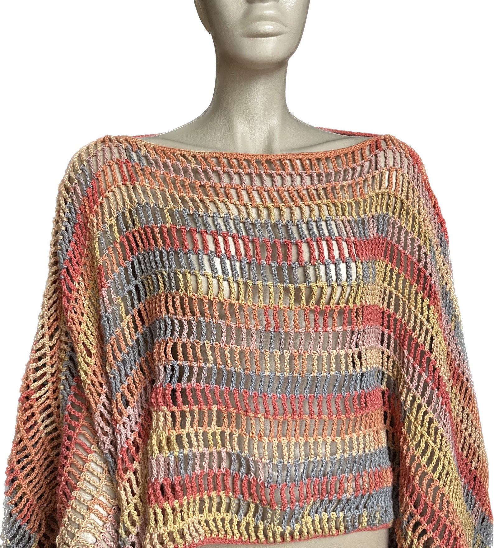 Crochet Poncho for Women, Boho Top, Garment, Shawl, Handknit Wrap ...