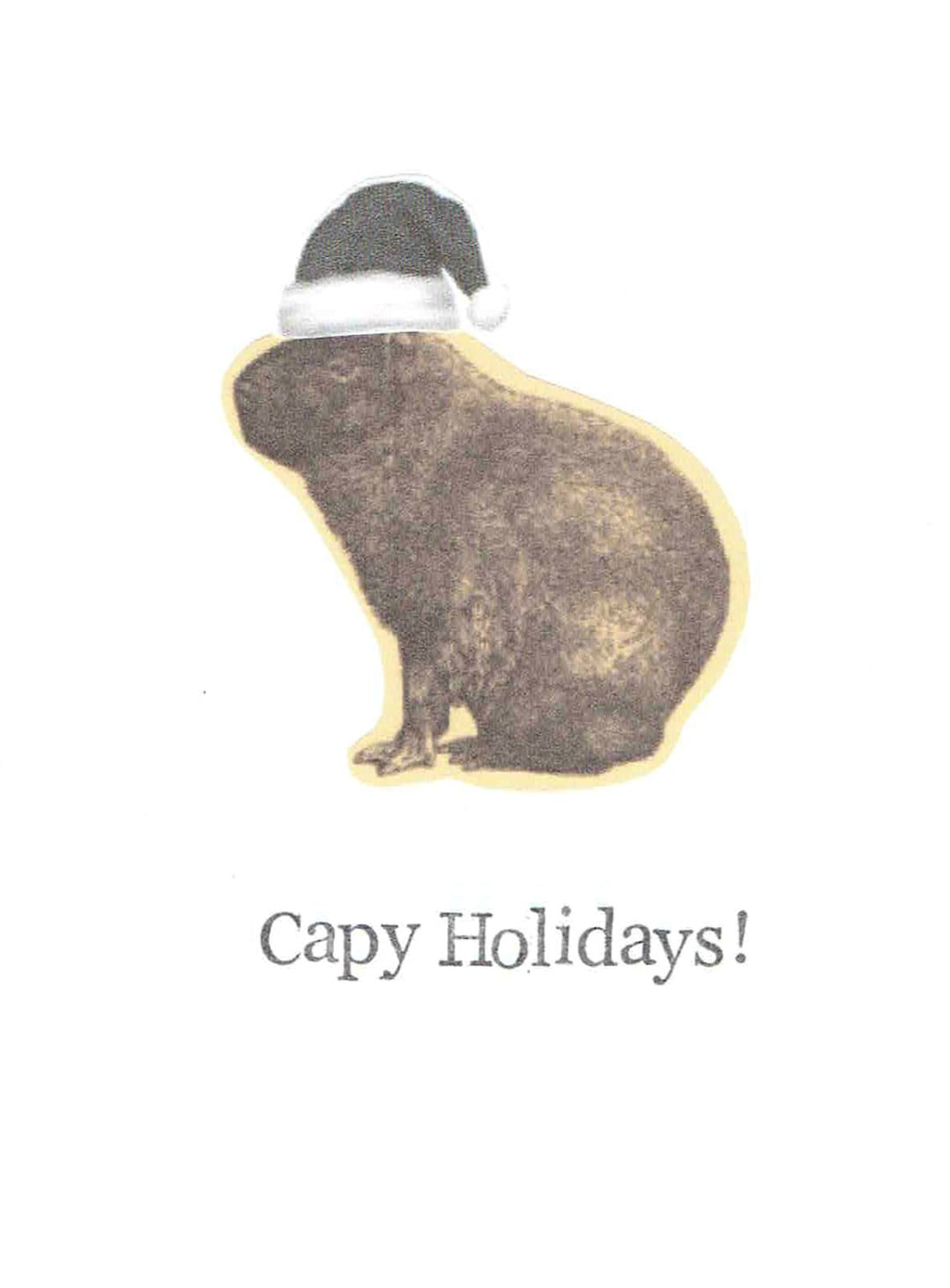 Capy Holidays Capybara Funny Christmas Card Happy Holidays Animal Humor ...