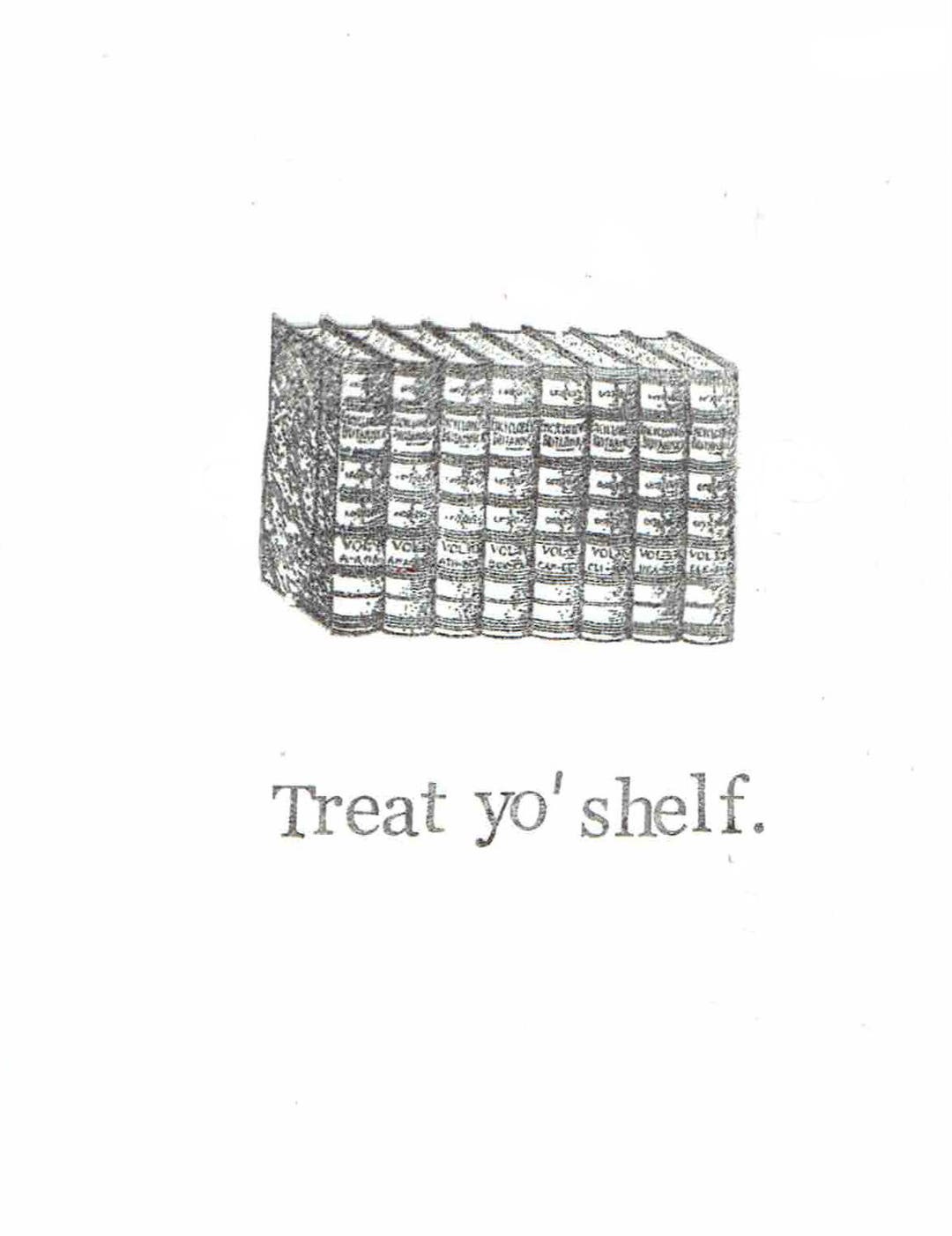 Treat Yo Shelf Book Lover Birthday Card Funny Pun Writer Teacher ...