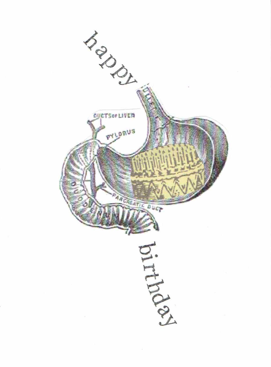 Happy Birthday Stomach and Cake Card Funny Anatomy Science - Etsy