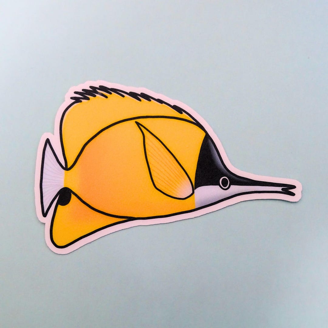 Yellow Longnose Butterflyfish Vinyl Sticker - Etsy