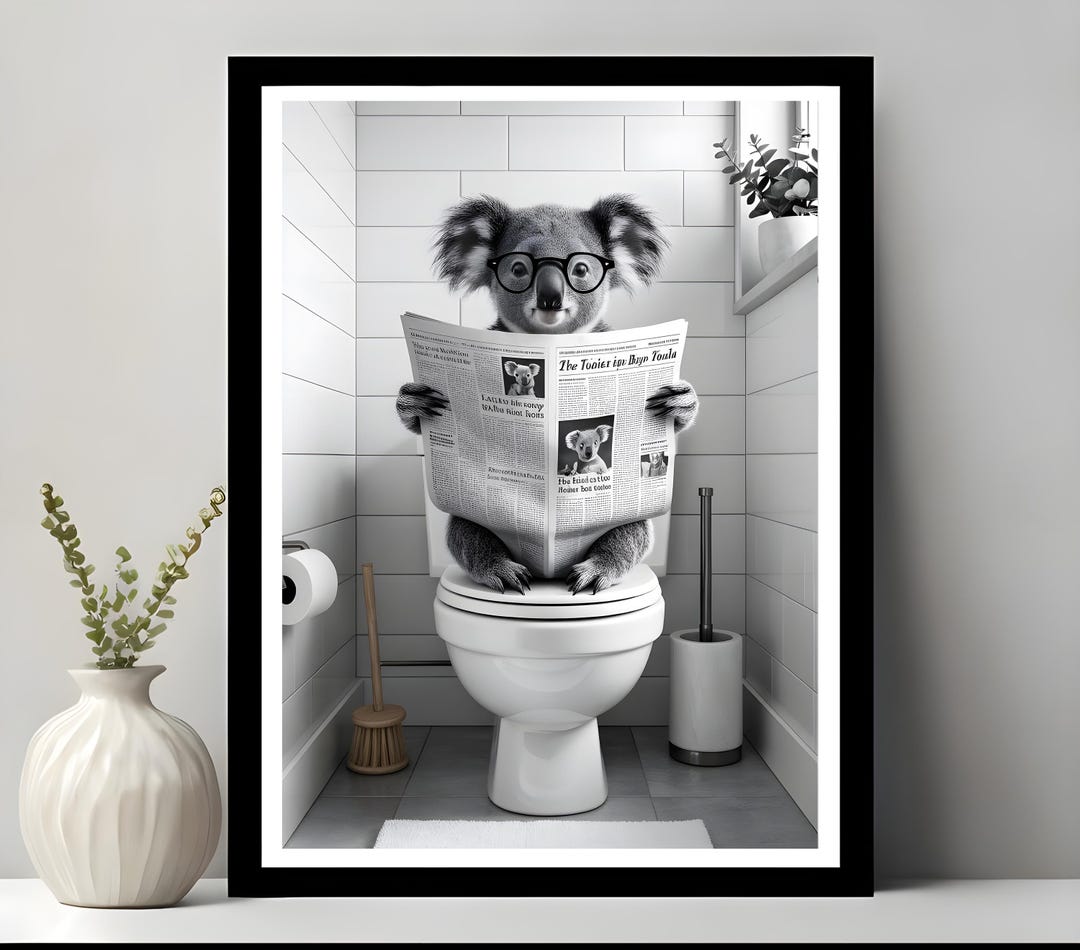 Funny Koala Bathroom Print – Toilet Humor Animal Art (digital Download ...