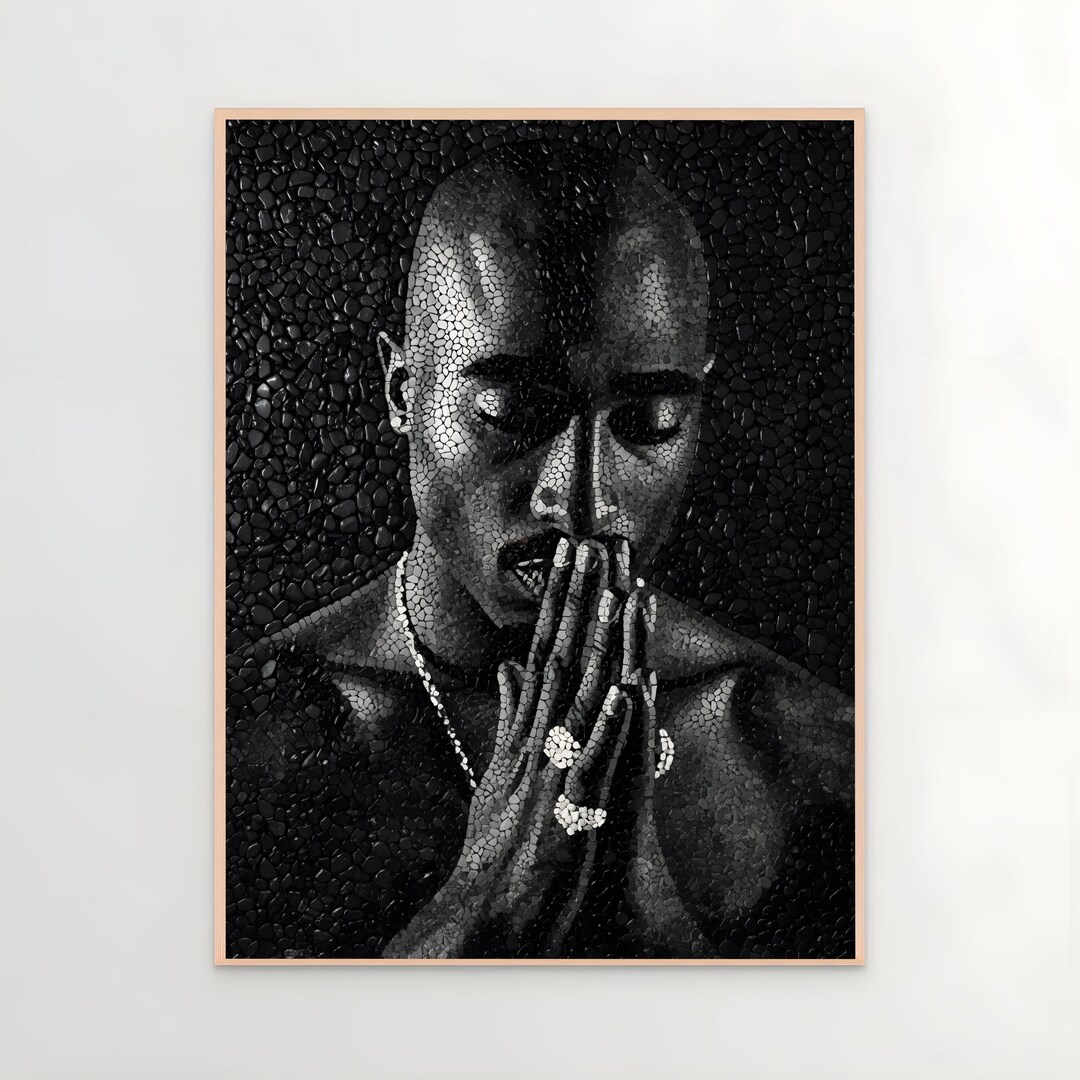 Tupac Shakur Praying Mosaic Print, 2pac Hip Hop Wall Art (digital ...
