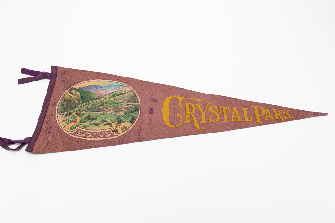 Large Early Vintage Crystal Park Auto Trip Colorado Souvenir Felt ...
