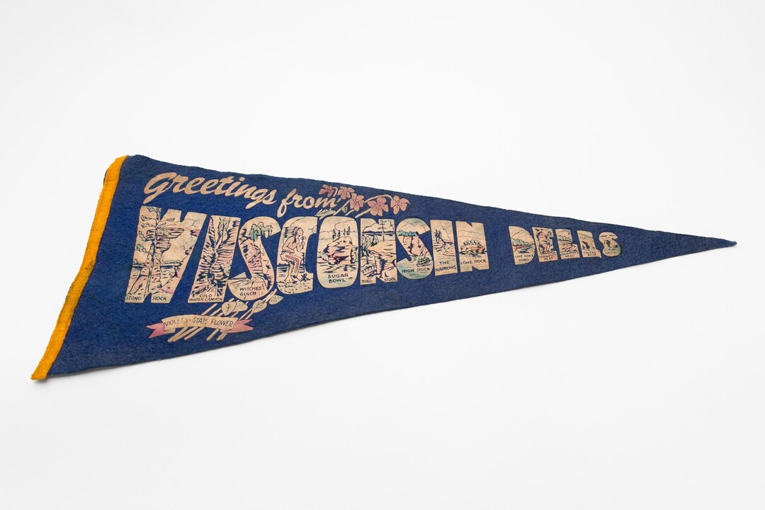Large Vintage Wisconsin Dells Landmarks Souvenir Felt Pennant - Etsy