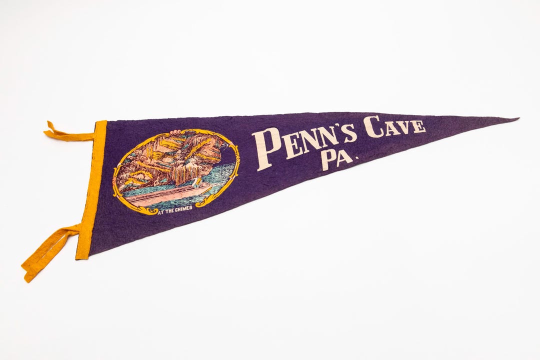 Large Vintage the Chimes Penn's Cave Pennsylvania Souvenir Felt Pennant ...
