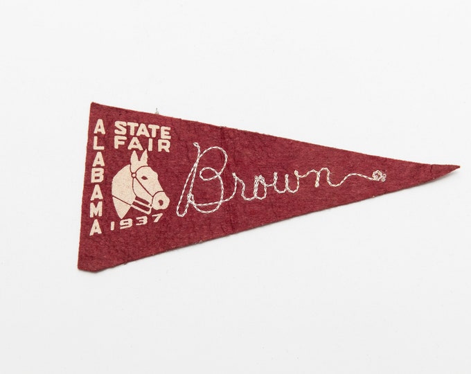 Vintage 1937 Alabama State Fair Embroidered Souvenir Felt Pennant - Etsy