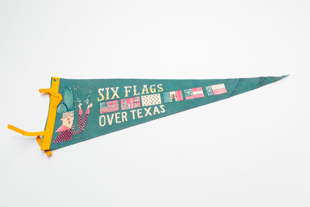 Vintage Six Flags Over Texas Amusement Park Souvenir Felt Pennant - Etsy