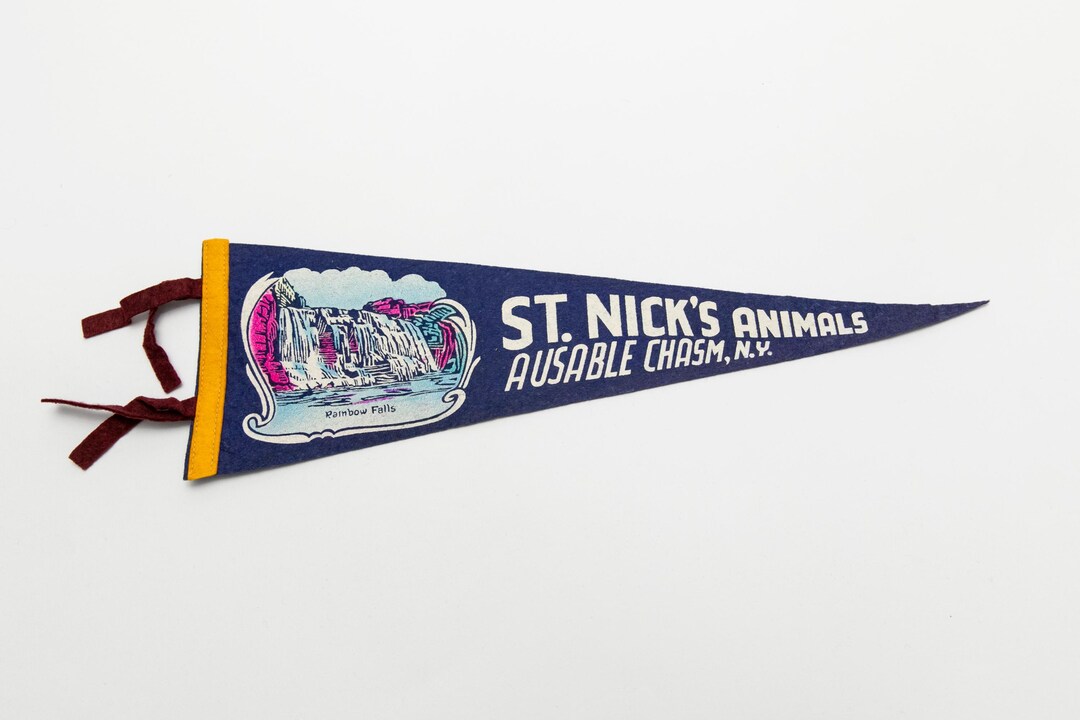 Vintage St. Nick's Animals Ausable Chasm New York Souvenir Felt Pennant ...