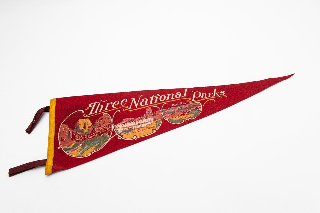 Early Vintage Three National Parks Souvenir Felt Pennant - Etsy
