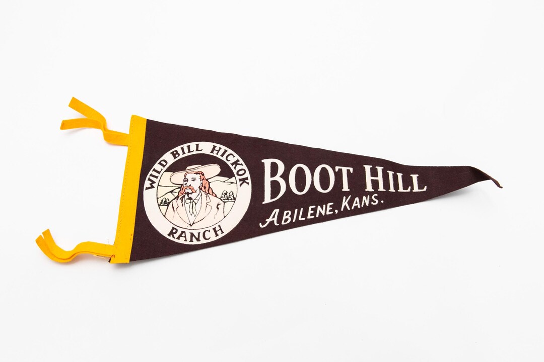 Vintage Wild Bill Hickok Ranch Boot Hill Kansas Souvenir Felt Pennant ...