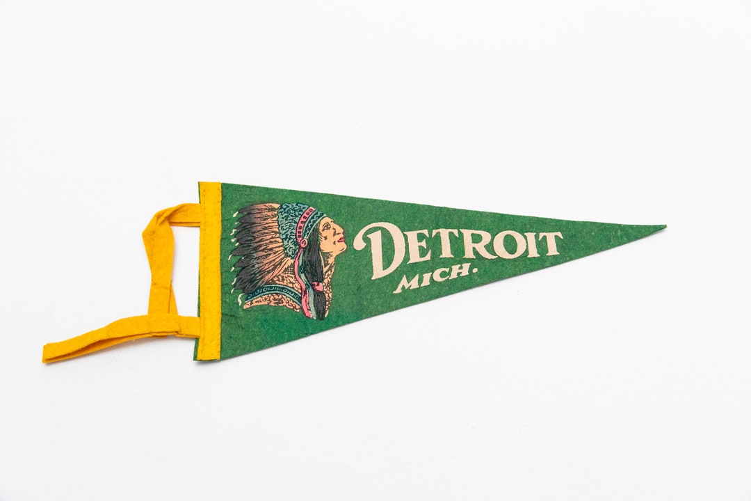 Vintage Detroit Michigan Souvenir Felt Pennant - Etsy