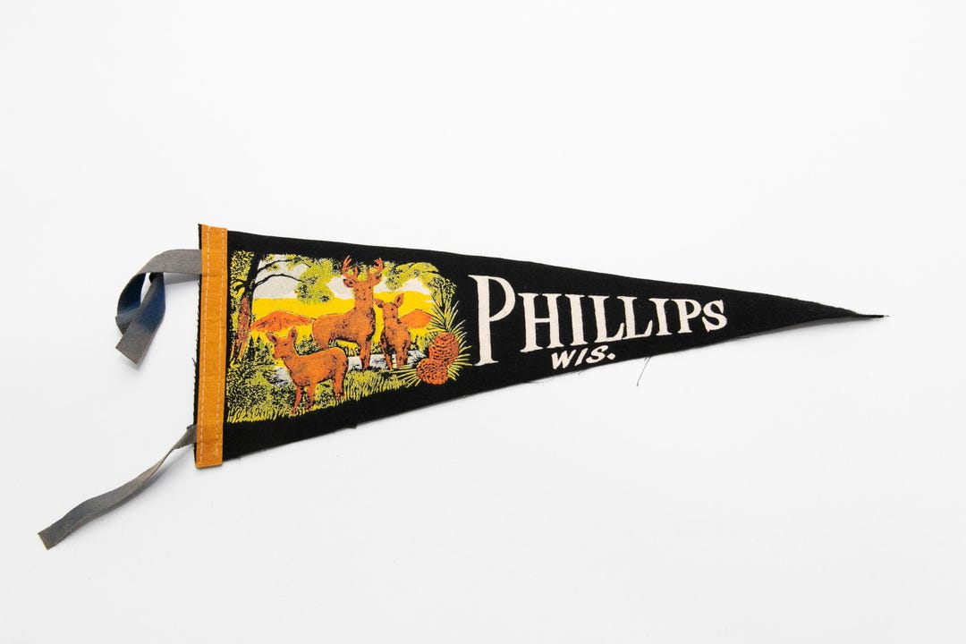 Vintage Phillips Wisconsin Souvenir Felt Pennant - Etsy