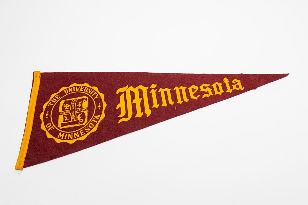 Large Vintage University of Minnesota Souvenir Felt Pennant - Etsy