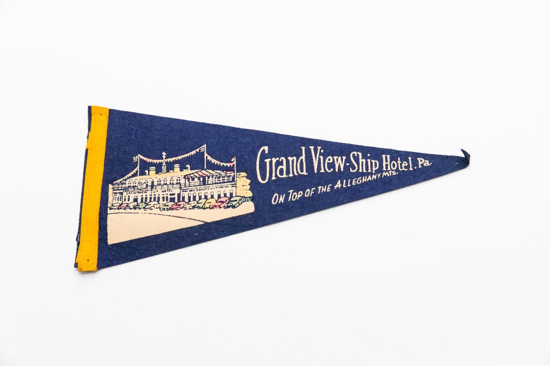 Vintage Grand View Ship Hotel Pennsylvania Souvenir Felt Pennant - Etsy