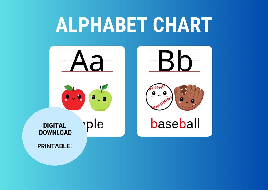 Printable Alphabet Chart - Digital Download ABC Learning Poster for ...