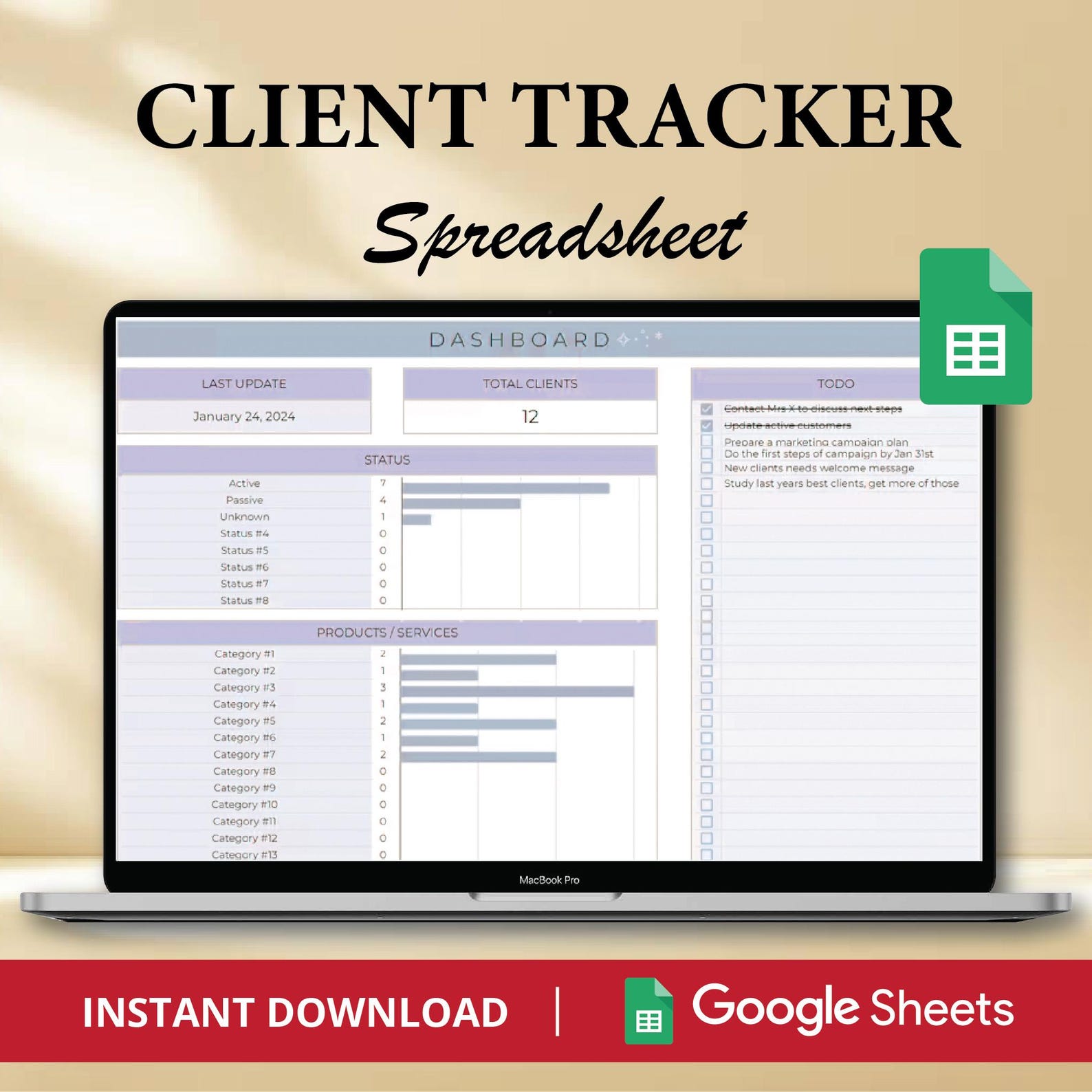 Client Management Tracker | Small Business CRM Template | Customer List ...