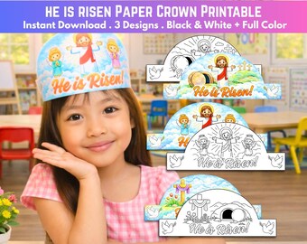He is Risen Paper Crown Craft Printable | Easter Crown Template for ...