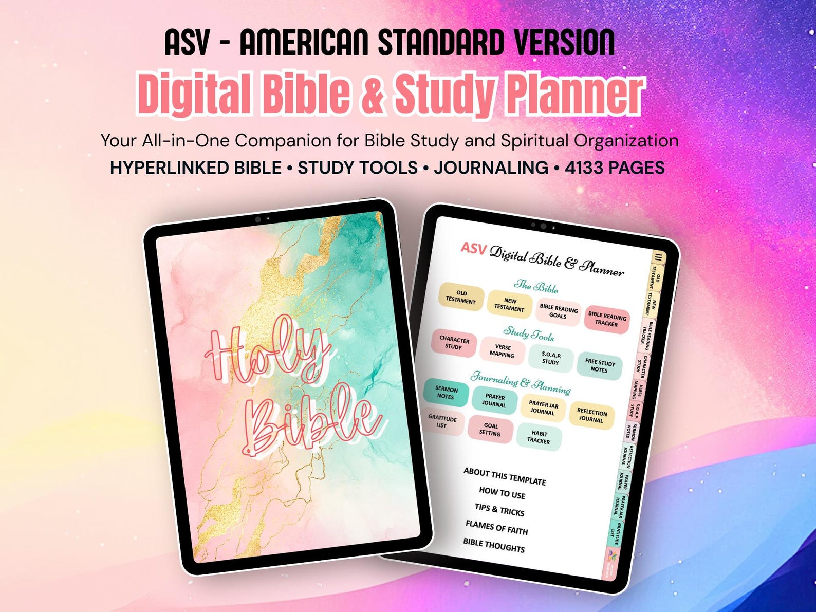 All-in-one ASV Digital Bible Study Planner in Pink, Hyperlinked PDF for ...