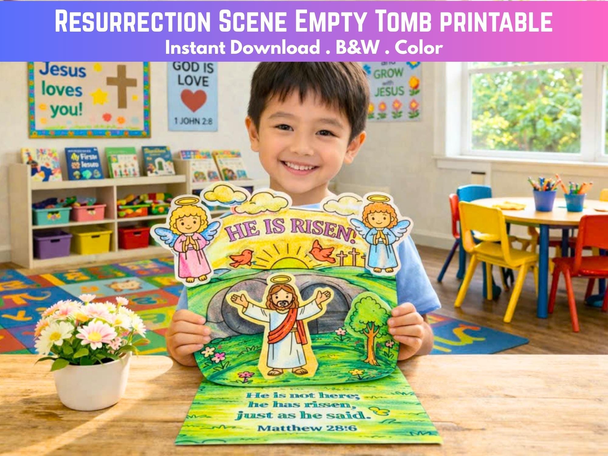 Easter Resurrection 3D Paper Craft Diorama | Jesus is Risen Bible ...