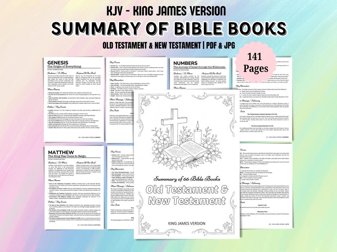 Complete KJV Bible Summary in Black & White Coloring: 66 Books in 141 ...