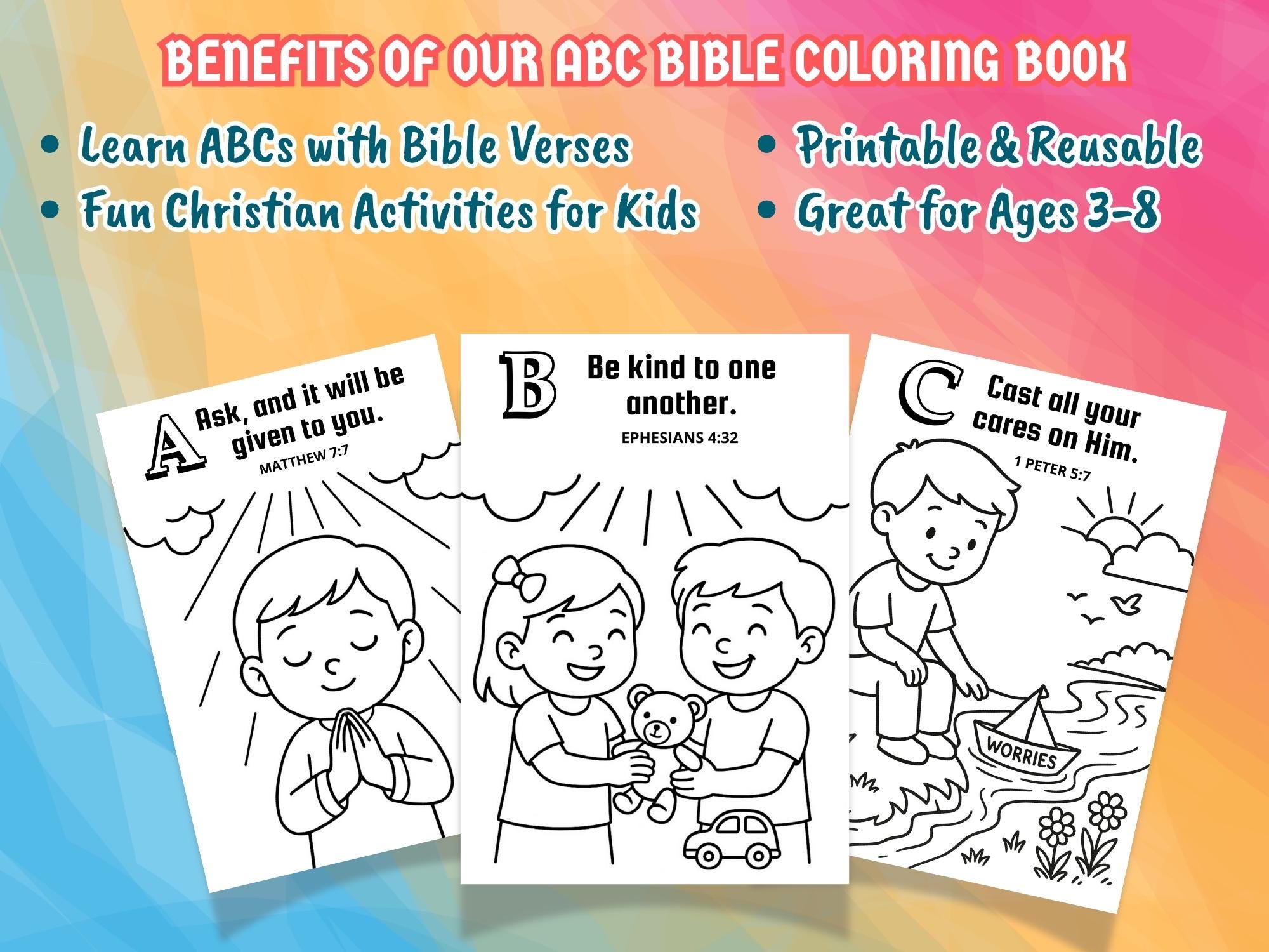 ABC Bible Coloring Book for Kids - 26 Christian Verses A-Z, Printable ...